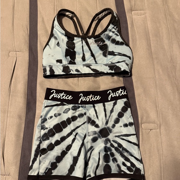 Justice | Other | Justice Black And Blue Tiedye Sports Bra And Shorts ...